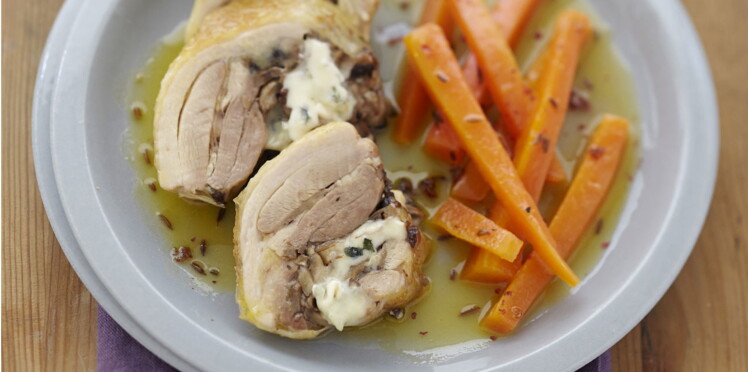 Poulet farci au bleu : Femme Actuelle Le MAG