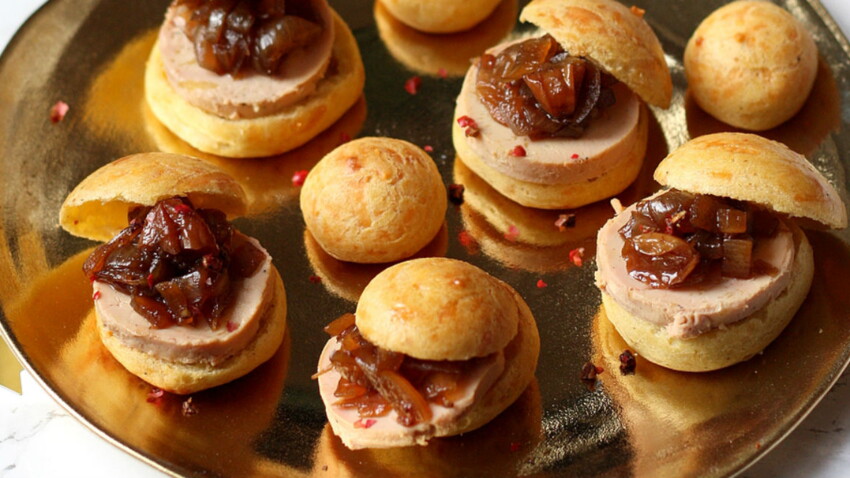 Choux salés au foie gras et chutney oignon/raisins : découvrez les ...