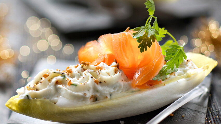 Endive croquante, saumon et mousse de ricotta rapide : découvrez les ...