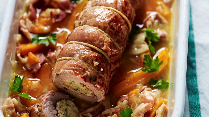 Roti de veau farci au parmesan, ail et persil rapide : découvrez les ...