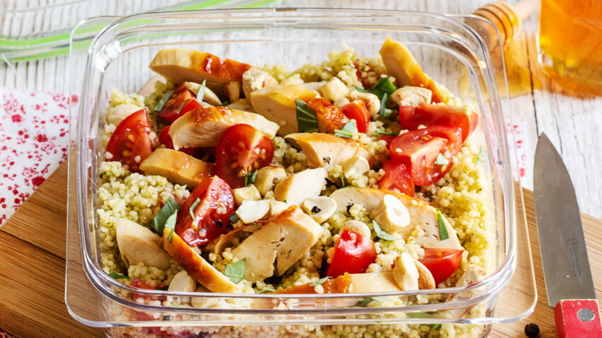 Salade de semoule, poulet, légumes et pesto rapide : découvrez les ...