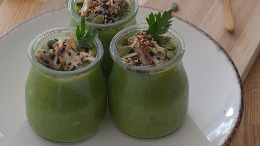 Gaspacho vert et son granola croquant aux maquereaux rapide : découvrez ...