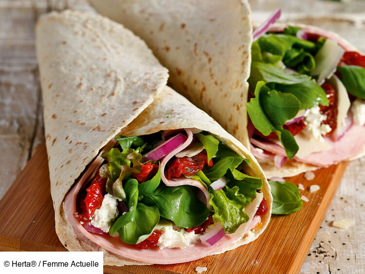 Wraps au jambon, fromage frais et tomates confites rapide : découvrez ...