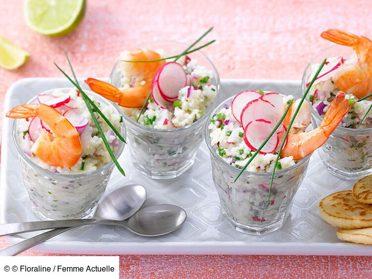 Verrines de Floraline au lait de coco et aux crevettes facile et rapide ...