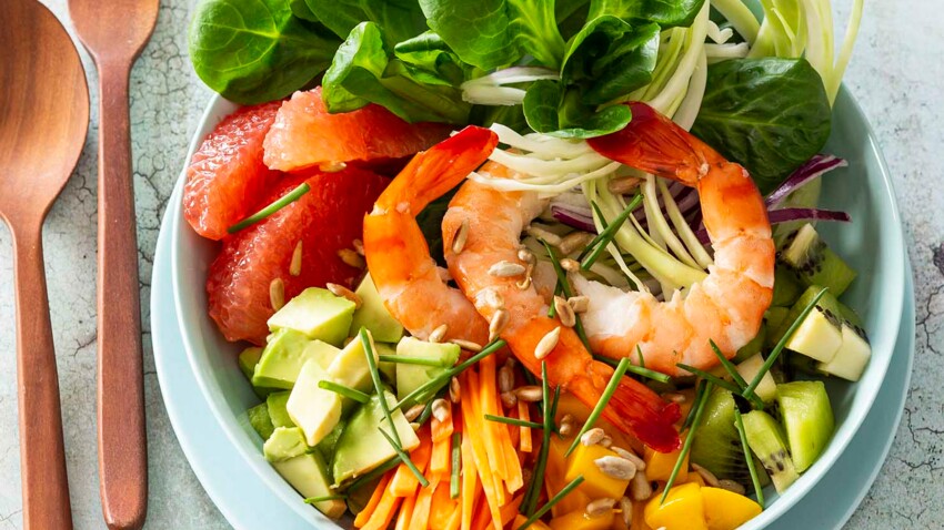 Salade Aux Crevettes Avocats Et Pomelo Facile Et Rapide Découvrez