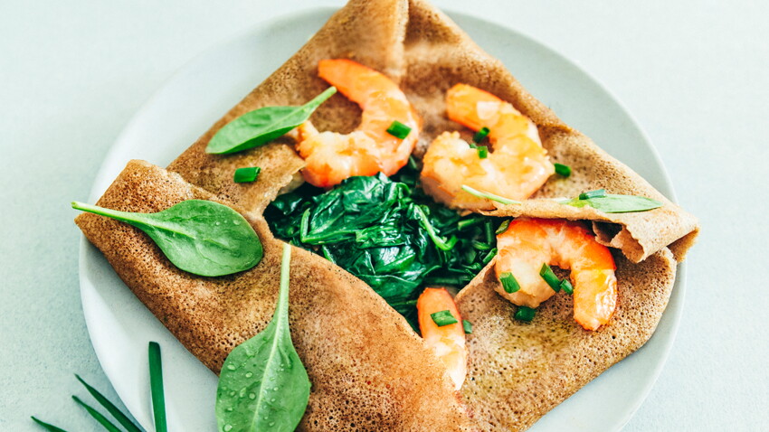 Galette de sarrasin aux crevettes et aux épinards rapide : découvrez ...