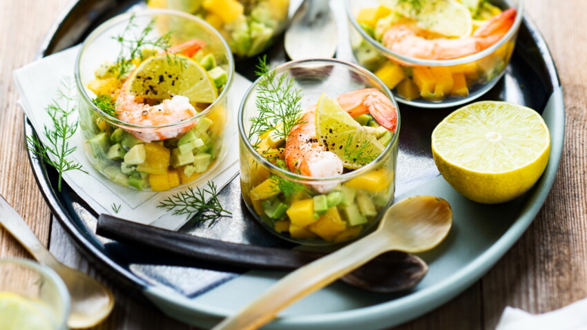 Verrines aux crevettes, avocat et mangue facile et rapide : découvrez ...