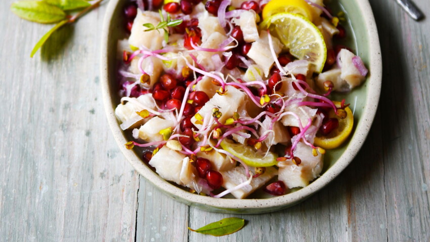 La recette du ceviche de poisson au citron vert et à la grenade facile ...