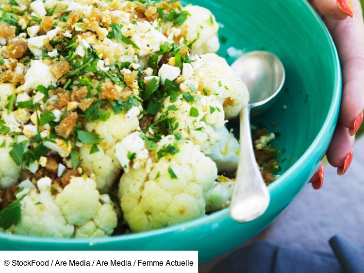 Chou-fleur mi-cru, poutargue et oignons frits facile et rapide ...